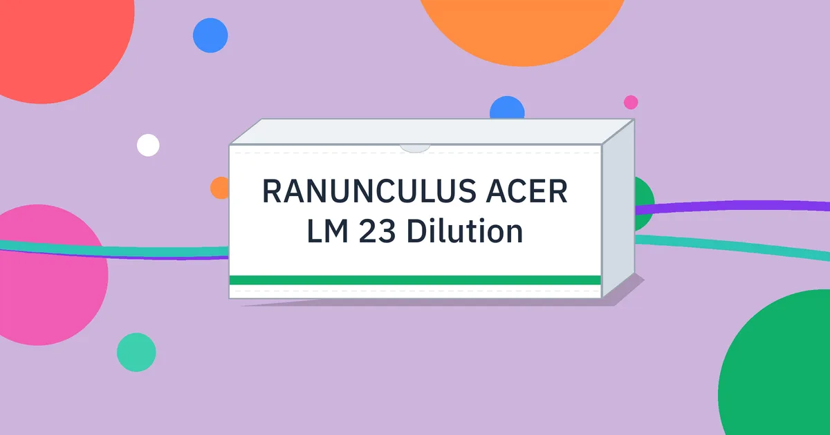 Symbolbild: Packung mit der Aufschrift RANUNCULUS ACER LM 23 Dilution (PZN 13675627) – Verfügbarkeit und Bezug in Apotheken in Frankfurt am Main