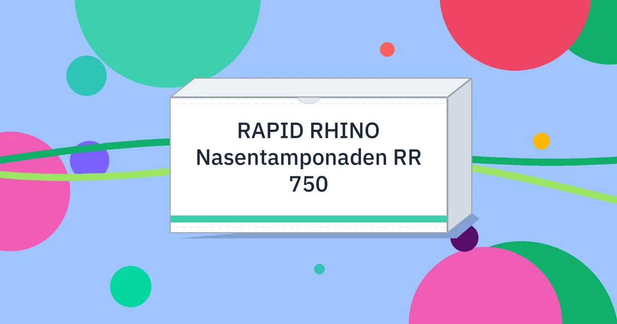 Symbolbild: Packung mit der Aufschrift RAPID RHINO Nasentamponaden RR 750 (PZN 02429138) – Verfügbarkeit und Bezug in Apotheken in Frankfurt am Main