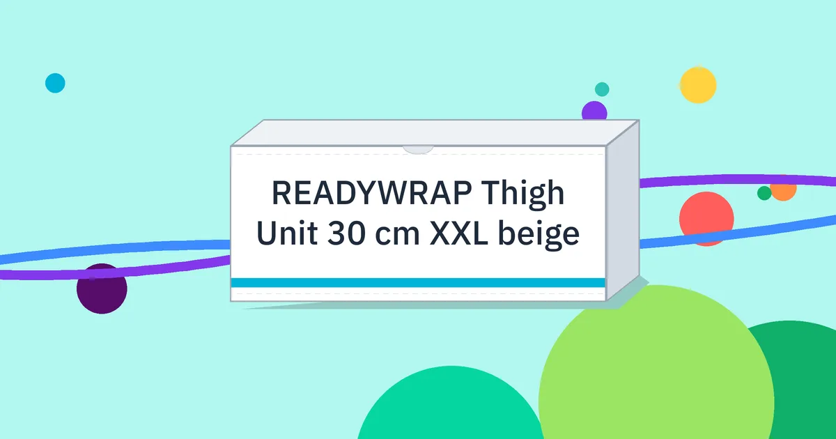 Symbolbild: Packung mit der Aufschrift READYWRAP Thigh Unit 30 cm XXL beige (PZN 16567602) – Verfügbarkeit und Bezug in Apotheken in Frankfurt am Main
