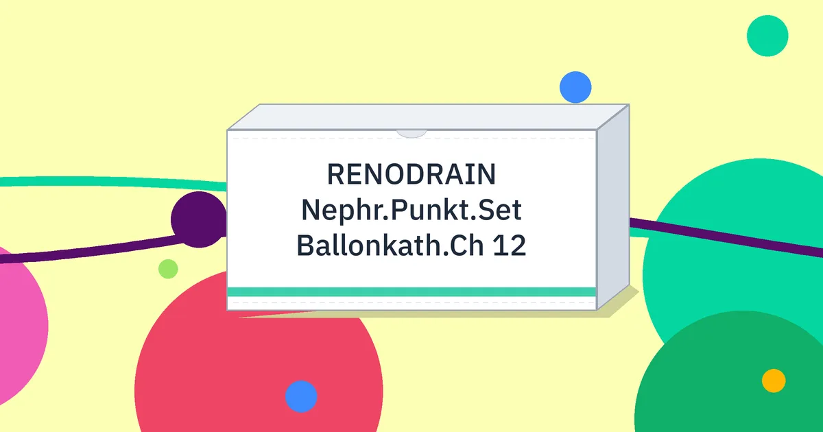 Symbolbild: Packung mit der Aufschrift RENODRAIN Nephr.Punkt.Set Ballonkath.Ch 12 (PZN 00443884) – Verfügbarkeit und Bezug in Apotheken in Frankfurt am Main
