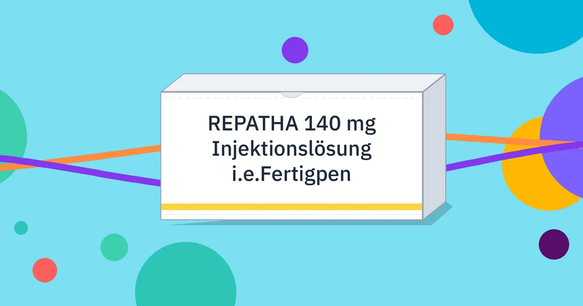 Symbolbild: Packung mit der Aufschrift REPATHA 140 mg Injektionslösung i.e.Fertigpen (PZN 14359578) – Verfügbarkeit und Bezug in Apotheken in Frankfurt am Main