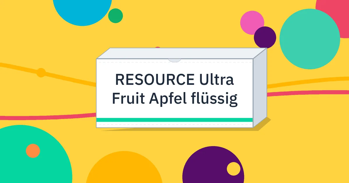 Symbolbild: Packung mit der Aufschrift RESOURCE Ultra Fruit Apfel flüssig (PZN 17849679) – Verfügbarkeit und Bezug in Apotheken in Frankfurt am Main