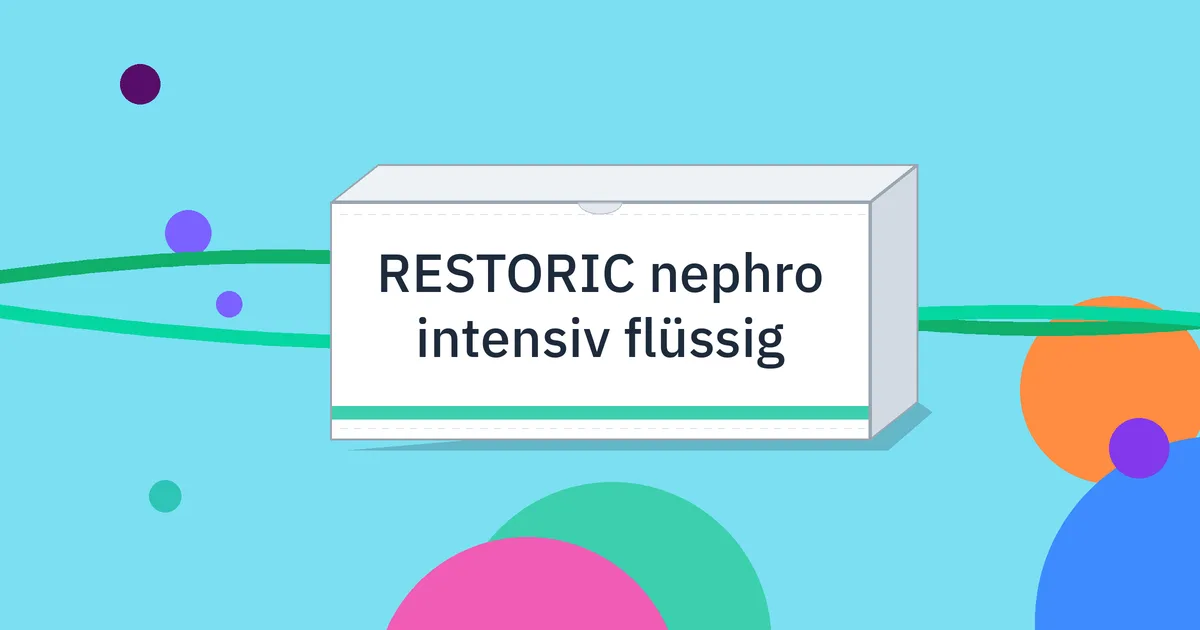 Symbolbild: Packung mit der Aufschrift RESTORIC nephro intensiv flüssig (PZN 01427717) – Verfügbarkeit und Bezug in Apotheken in Frankfurt am Main