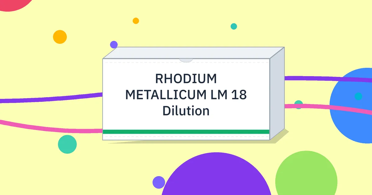 Symbolbild: Packung mit der Aufschrift RHODIUM METALLICUM LM 18 Dilution (PZN 13050471) – Verfügbarkeit und Bezug in Apotheken in Frankfurt am Main