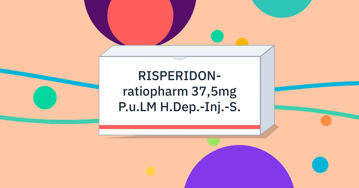 Symbolbild: Packung mit der Aufschrift RISPERIDON-ratiopharm 37,5mg P.u.LM H.Dep.-Inj.-S. (PZN 16233019) – Verfügbarkeit und Bezug in Apotheken in Frankfurt am Main