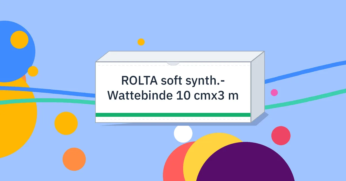 Symbolbild: Packung mit der Aufschrift ROLTA soft synth.-Wattebinde 10 cmx3 m (PZN 18778438) – Verfügbarkeit und Bezug in Apotheken in Frankfurt am Main