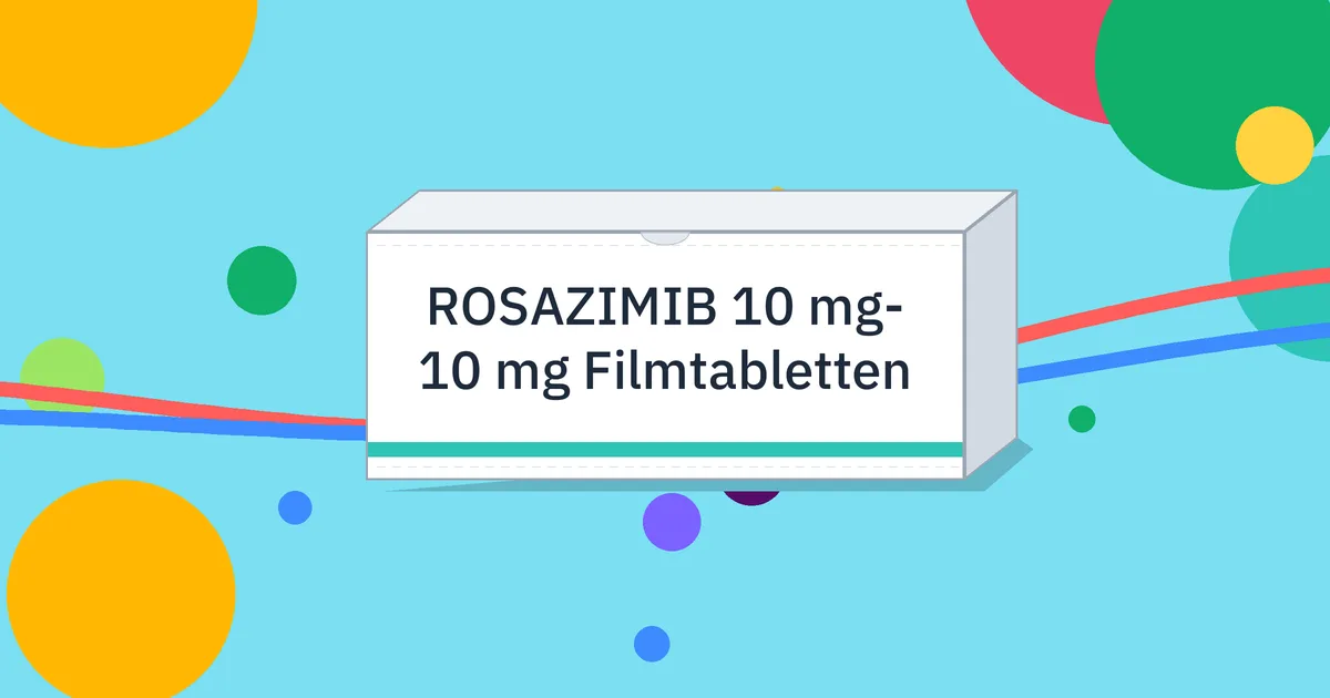 Symbolbild: Packung mit der Aufschrift ROSAZIMIB 10 mg-10 mg Filmtabletten (PZN 18304410) – Verfügbarkeit und Bezug in Apotheken in Frankfurt am Main