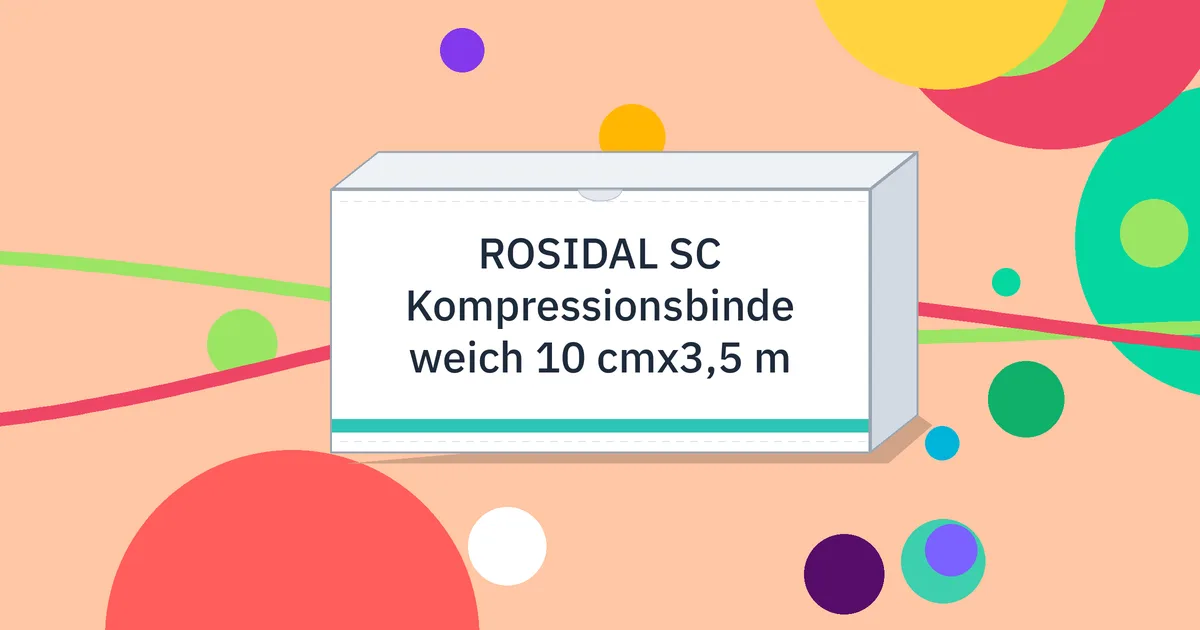 Symbolbild: Packung mit der Aufschrift ROSIDAL SC Kompressionsbinde weich 10 cmx3,5 m (PZN 09929660) – Verfügbarkeit und Bezug in Apotheken in Frankfurt am Main