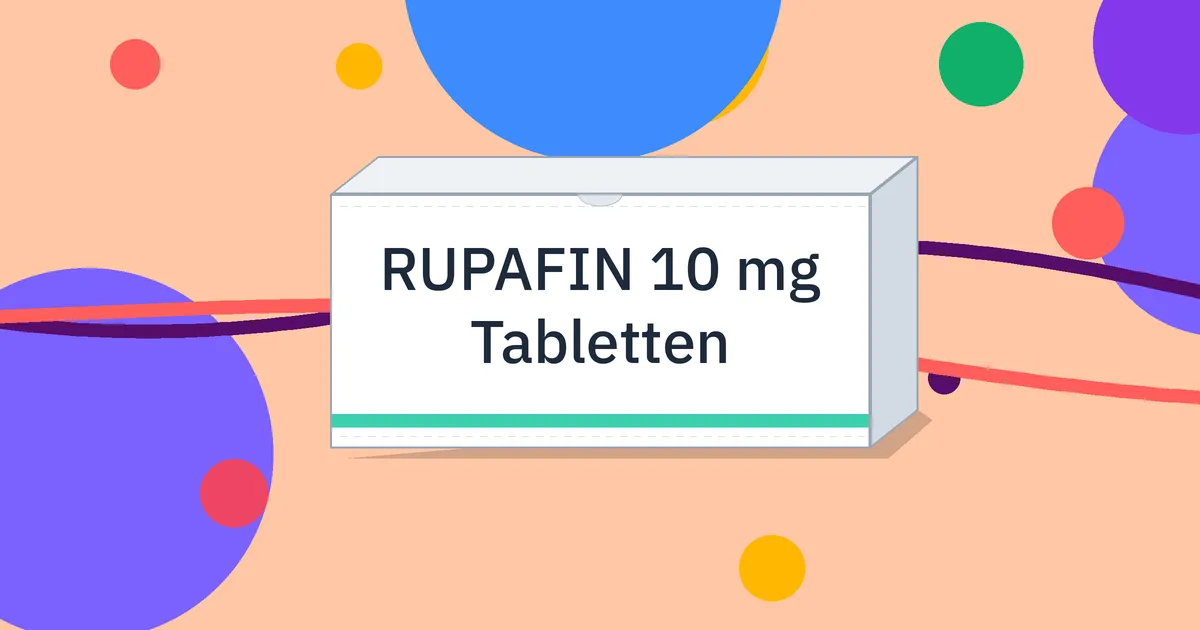 Symbolbild: Packung mit der Aufschrift RUPAFIN 10 mg Tabletten (PZN 12600923) – Verfügbarkeit und Bezug in Apotheken in Frankfurt am Main