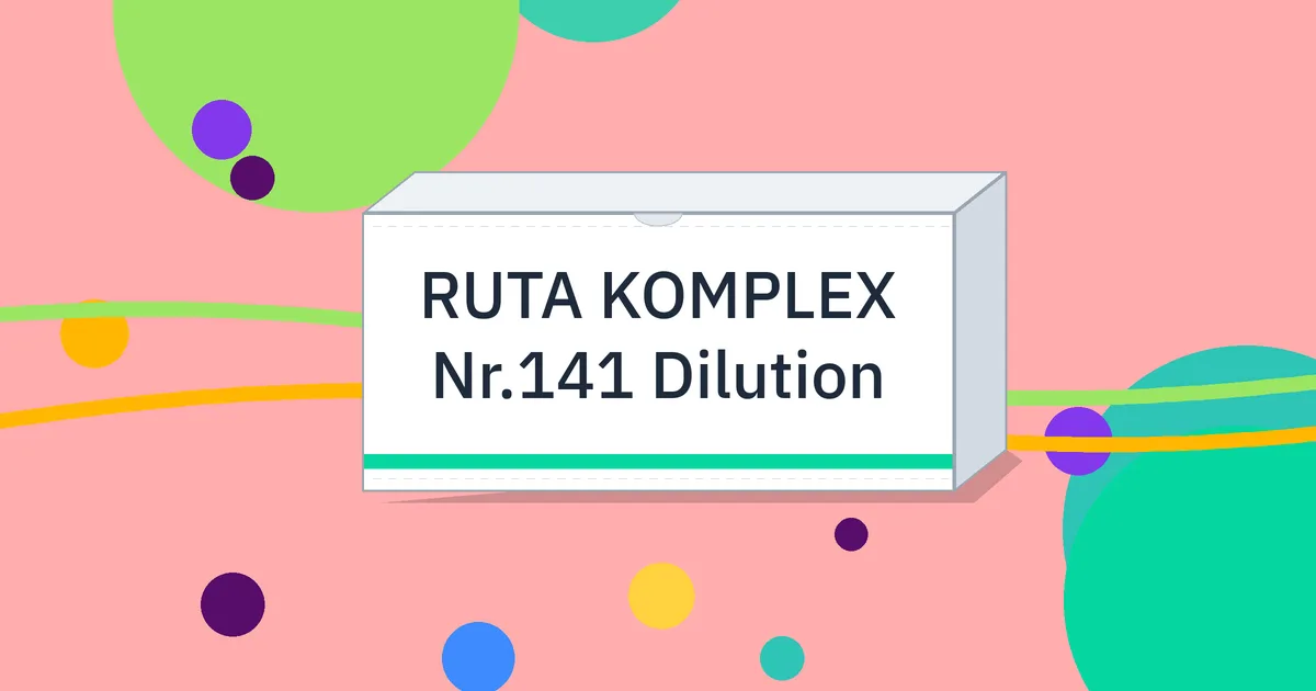 Symbolbild: Packung mit der Aufschrift RUTA KOMPLEX Nr.141 Dilution (PZN 00892085) – Verfügbarkeit und Bezug in Apotheken in Frankfurt am Main