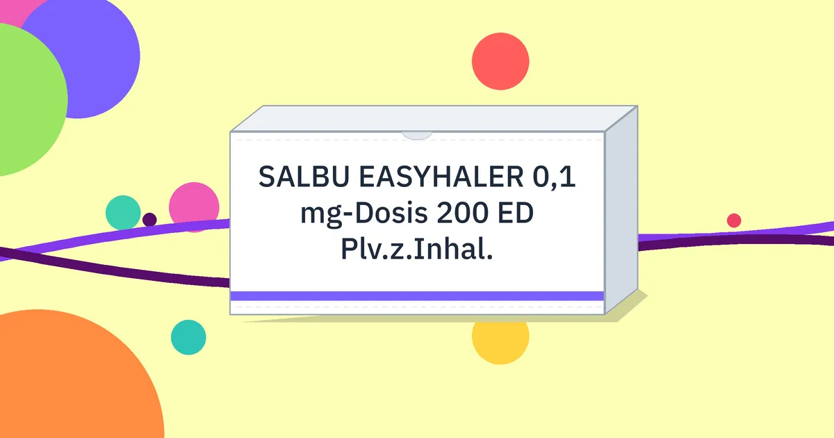 Symbolbild: Packung mit der Aufschrift SALBU EASYHALER 0,1 mg-Dosis 200 ED Plv.z.Inhal. (PZN 06102003) – Verfügbarkeit und Bezug in Apotheken in Frankfurt am Main