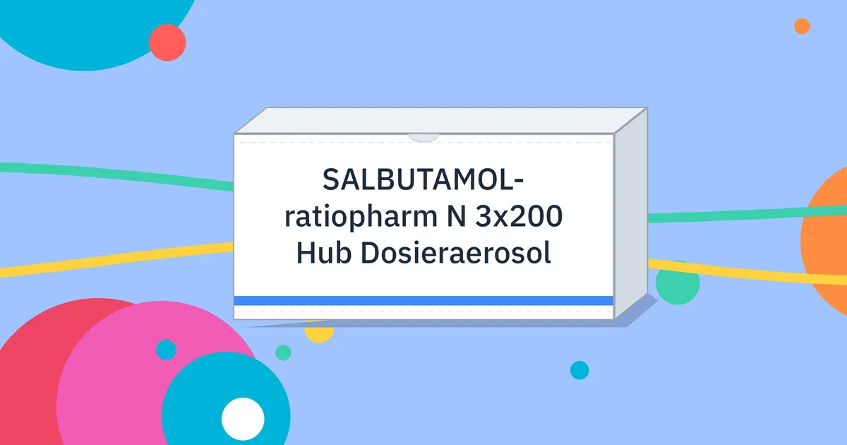 Symbolbild: Packung mit der Aufschrift SALBUTAMOL-ratiopharm N 3x200 Hub Dosieraerosol (PZN 05467783) – Verfügbarkeit und Bezug in Apotheken in Frankfurt am Main