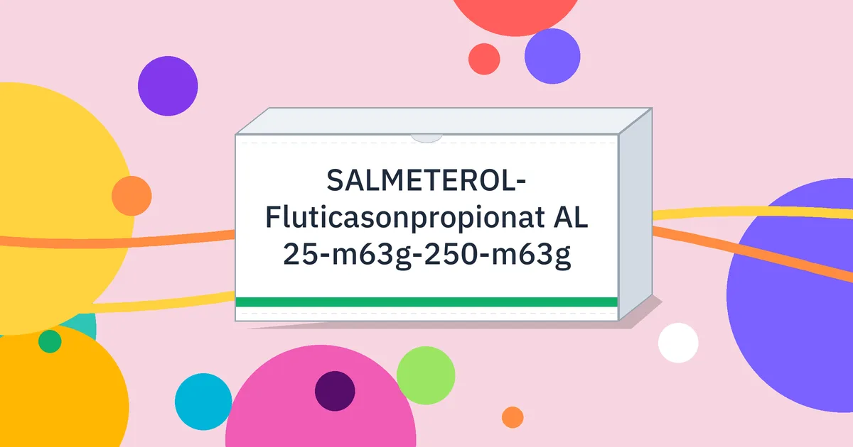 Symbolbild: Packung mit der Aufschrift SALMETEROL-Fluticasonpropionat AL 25-m63g-250-m63g (PZN 14465240) – Verfügbarkeit und Bezug in Apotheken in Frankfurt am Main