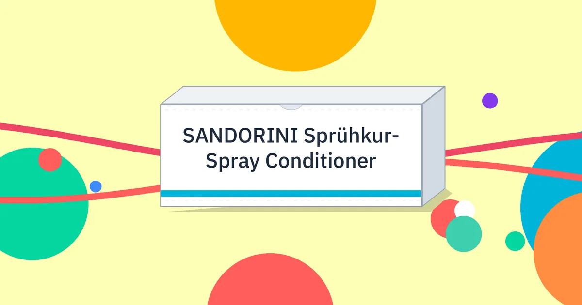 Symbolbild: Packung mit der Aufschrift SANDORINI Sprühkur-Spray Conditioner (PZN 18854872) – Verfügbarkeit und Bezug in Apotheken in Frankfurt am Main