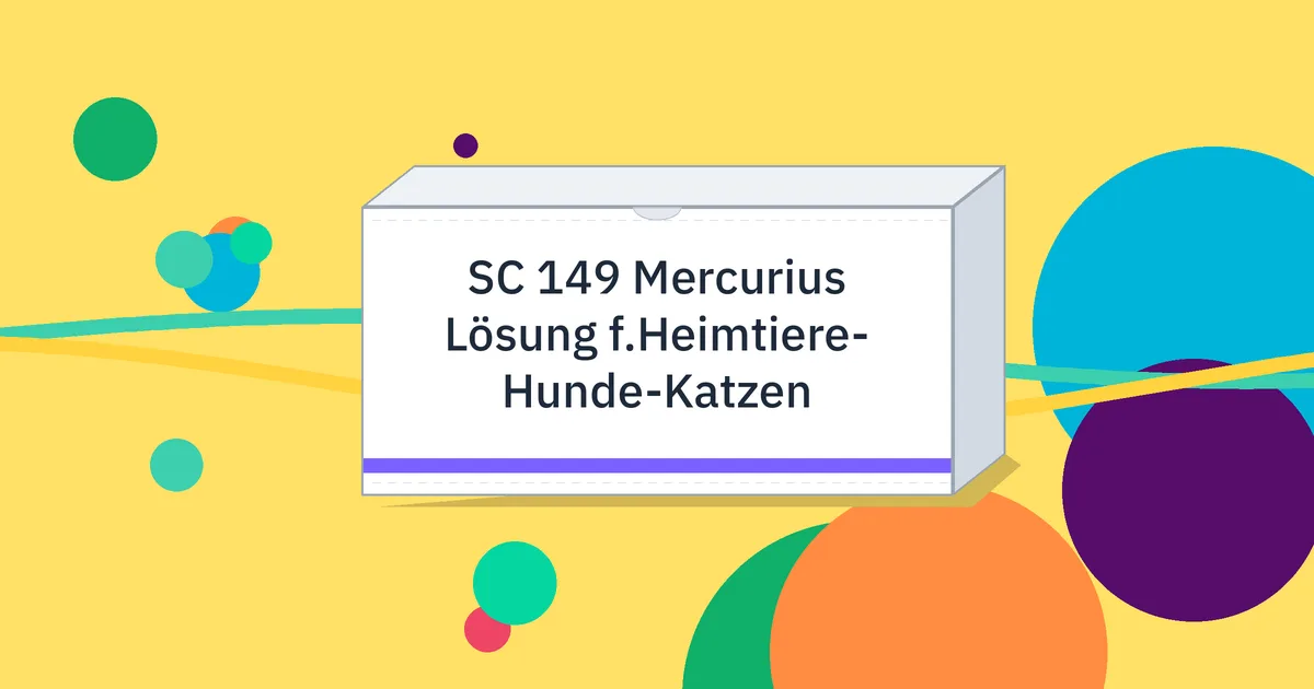 Symbolbild: Packung mit der Aufschrift SC 149 Mercurius Lösung f.Heimtiere-Hunde-Katzen (PZN 09638514) – Verfügbarkeit und Bezug in Apotheken in Frankfurt am Main