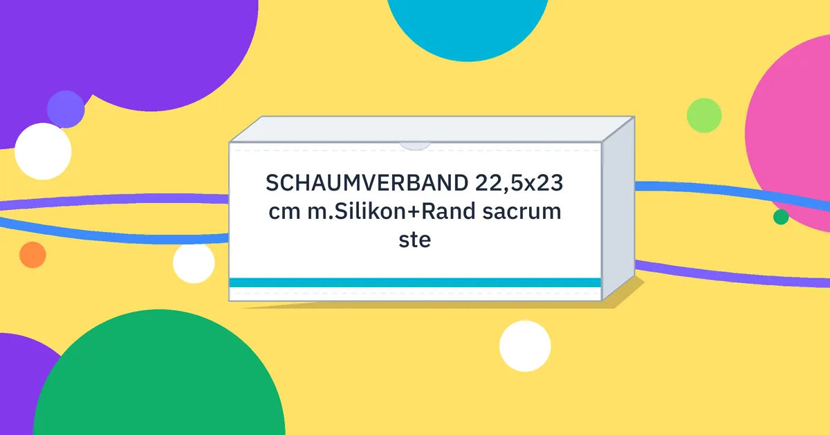 Symbolbild: Packung mit der Aufschrift SCHAUMVERBAND 22,5x23 cm m.Silikon+Rand sacrum ste (PZN 19509290) – Verfügbarkeit und Bezug in Apotheken in Frankfurt am Main