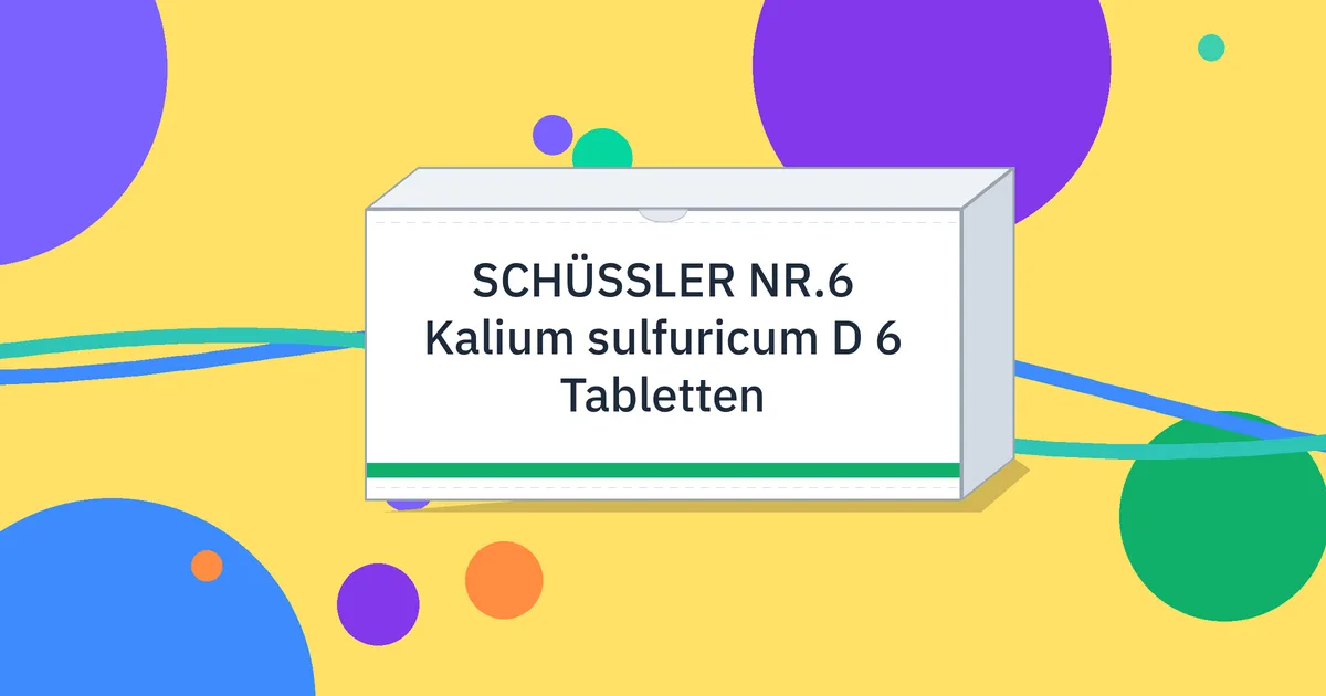 Symbolbild: Packung mit der Aufschrift SCHÜSSLER NR.6 Kalium sulfuricum D 6 Tabletten (PZN 10990587) – Verfügbarkeit und Bezug in Apotheken in Frankfurt am Main