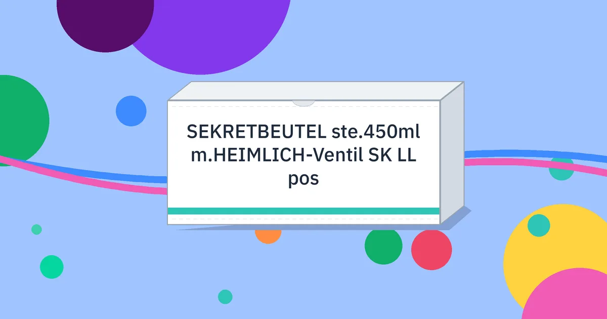 Symbolbild: Packung mit der Aufschrift SEKRETBEUTEL ste.450ml m.HEIMLICH-Ventil SK LL pos (PZN 17489175) – Verfügbarkeit und Bezug in Apotheken in Frankfurt am Main