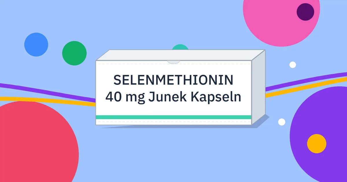 Symbolbild: Packung mit der Aufschrift SELENMETHIONIN 40 mg Junek Kapseln (PZN 20857613) – Verfügbarkeit und Bezug in Apotheken in Frankfurt am Main