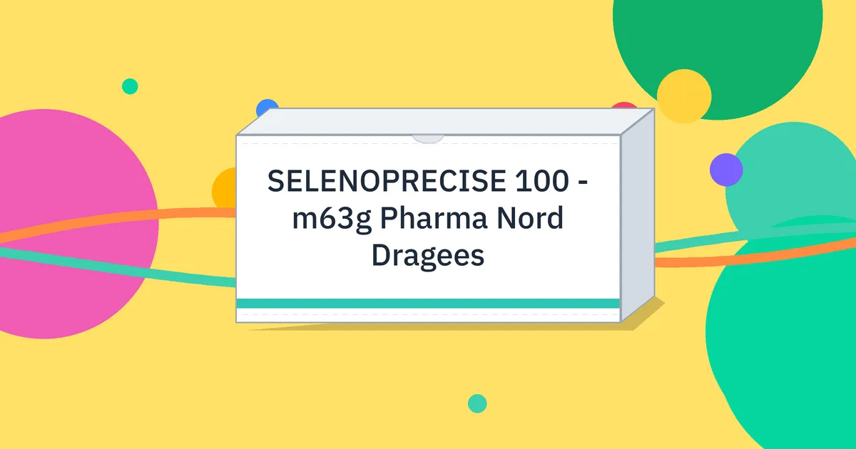 Symbolbild: Packung mit der Aufschrift SELENOPRECISE 100 -m63g Pharma Nord Dragees (PZN 00449378) – Verfügbarkeit und Bezug in Apotheken in Frankfurt am Main