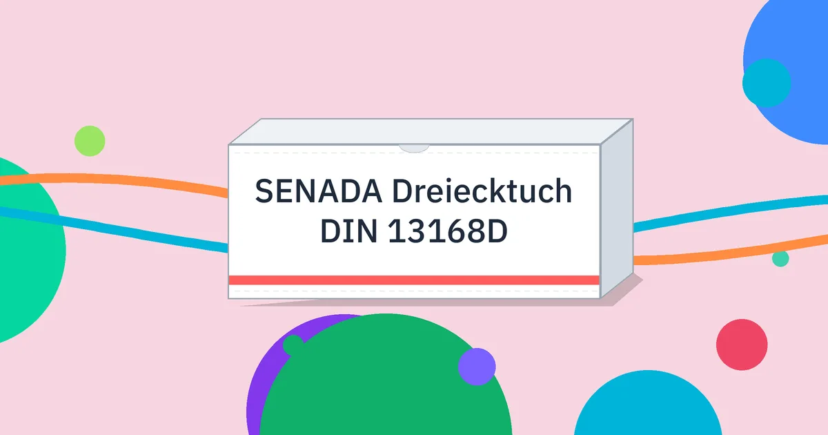 Symbolbild: Packung mit der Aufschrift SENADA Dreiecktuch DIN 13168D (PZN 08891234) – Verfügbarkeit und Bezug in Apotheken in Frankfurt am Main
