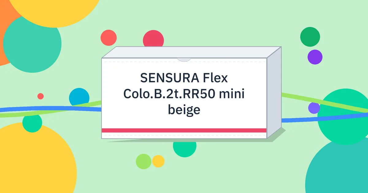 Symbolbild: Packung mit der Aufschrift SENSURA Flex Colo.B.2t.RR50 mini beige (PZN 03067246) – Verfügbarkeit und Bezug in Apotheken in Frankfurt am Main