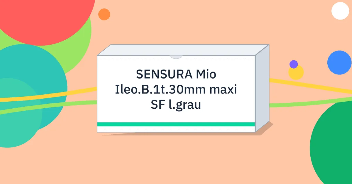 Symbolbild: Packung mit der Aufschrift SENSURA Mio Ileo.B.1t.30mm maxi SF l.grau (PZN 10201834) – Verfügbarkeit und Bezug in Apotheken in Frankfurt am Main