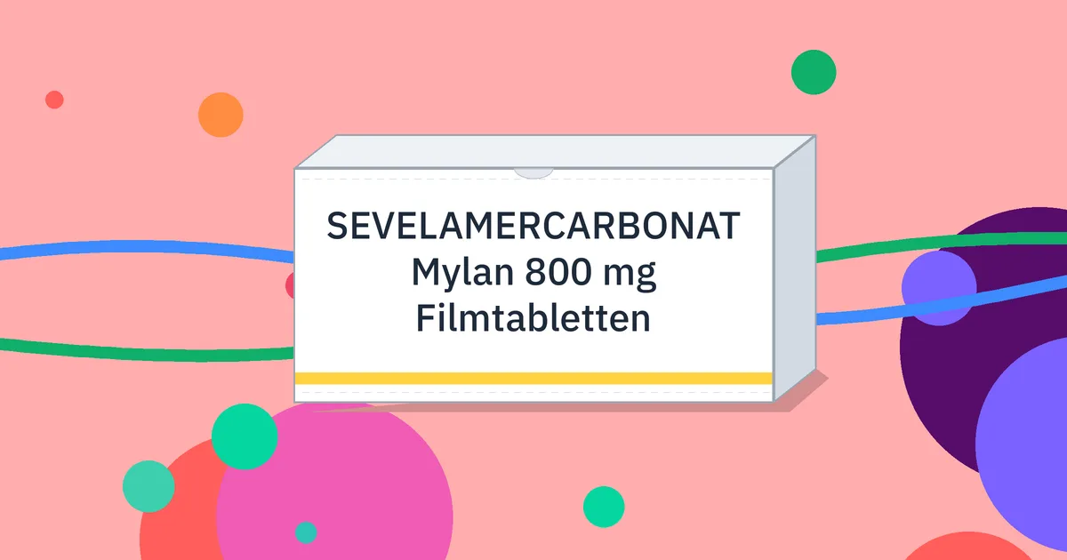 Symbolbild: Packung mit der Aufschrift SEVELAMERCARBONAT Mylan 800 mg Filmtabletten (PZN 18010996) – Verfügbarkeit und Bezug in Apotheken in Frankfurt am Main