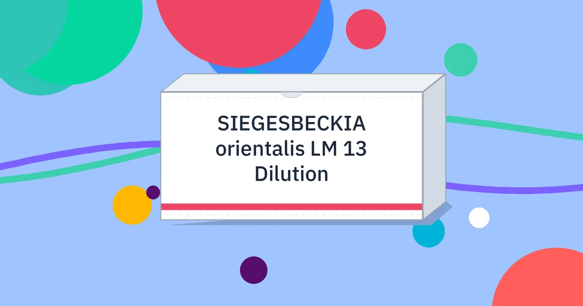 Symbolbild: Packung mit der Aufschrift SIEGESBECKIA orientalis LM 13 Dilution (PZN 13677170) – Verfügbarkeit und Bezug in Apotheken in Frankfurt am Main