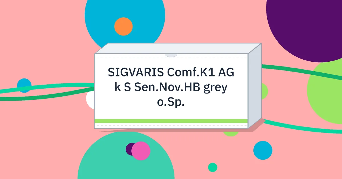 Symbolbild: Packung mit der Aufschrift SIGVARIS Comf.K1 AG k S Sen.Nov.HB grey o.Sp. (PZN 17100390) – Verfügbarkeit und Bezug in Apotheken in Frankfurt am Main