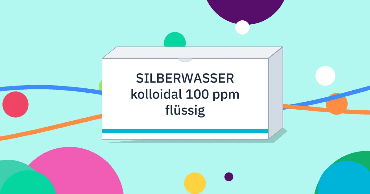 Symbolbild: Packung mit der Aufschrift SILBERWASSER kolloidal 100 ppm flüssig (PZN 20099638) – Verfügbarkeit und Bezug in Apotheken in Frankfurt am Main
