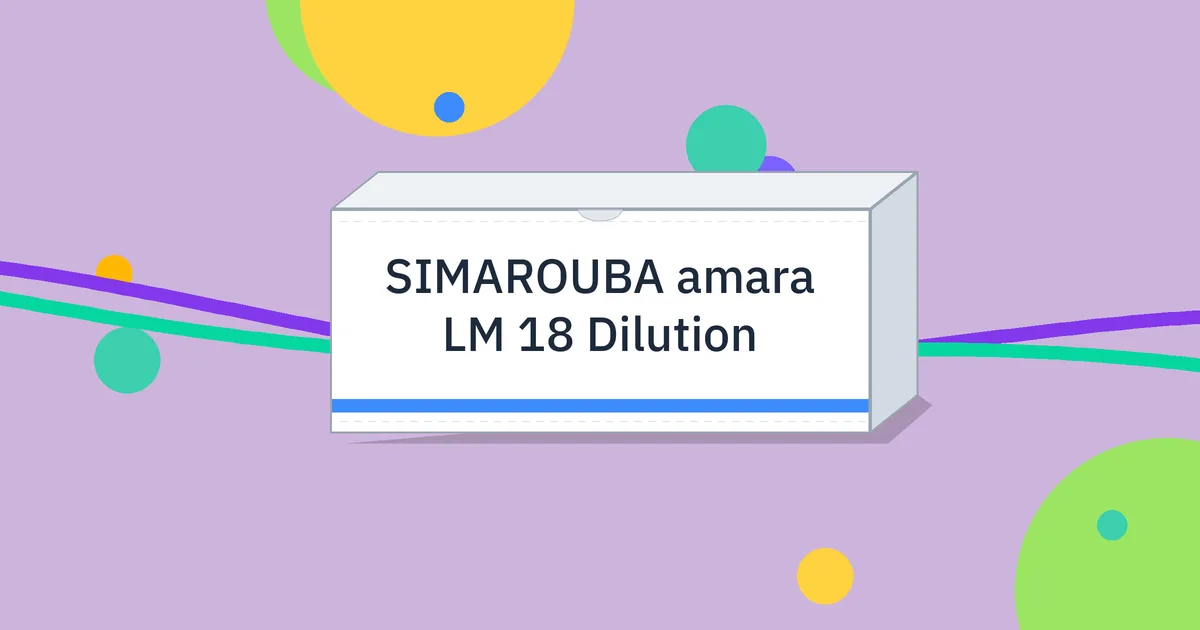 Symbolbild: Packung mit der Aufschrift SIMAROUBA amara LM 18 Dilution (PZN 13680120) – Verfügbarkeit und Bezug in Apotheken in Frankfurt am Main