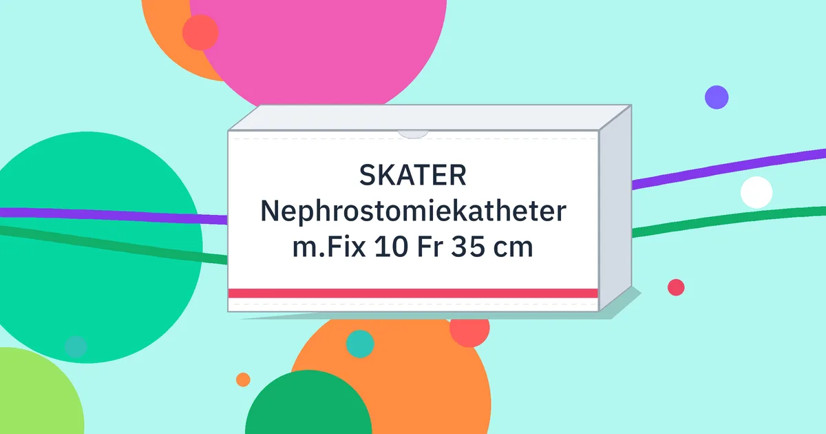 Symbolbild: Packung mit der Aufschrift SKATER Nephrostomiekatheter m.Fix 10 Fr 35 cm (PZN 06769983) – Verfügbarkeit und Bezug in Apotheken in Frankfurt am Main
