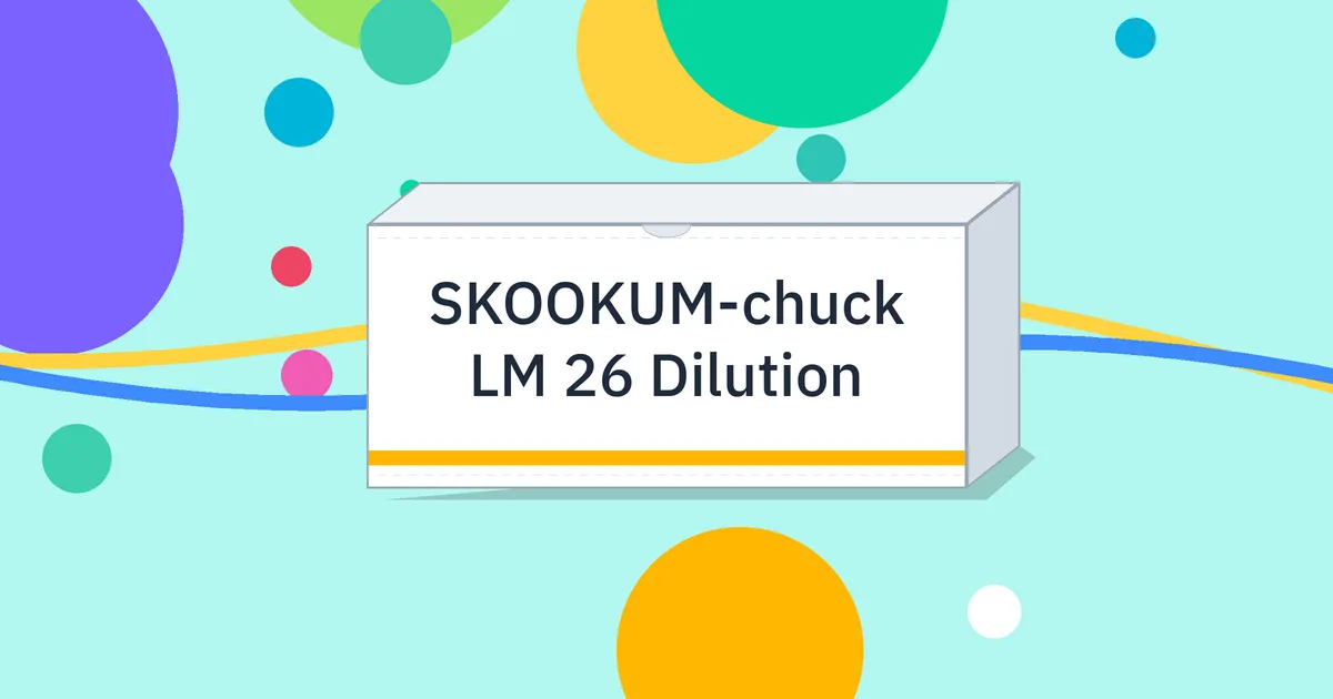 Symbolbild: Packung mit der Aufschrift SKOOKUM-chuck LM 26 Dilution (PZN 13191705) – Verfügbarkeit und Bezug in Apotheken in Frankfurt am Main