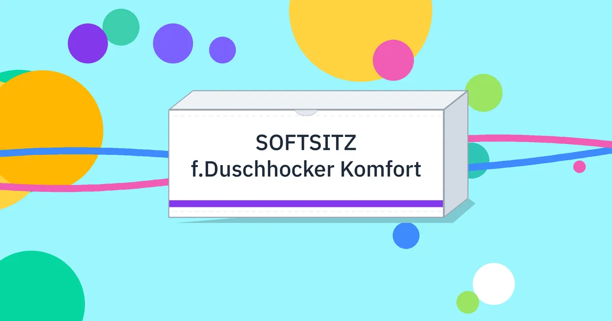Symbolbild: Packung mit der Aufschrift SOFTSITZ f.Duschhocker Komfort (PZN 07628836) – Verfügbarkeit und Bezug in Apotheken in Frankfurt am Main