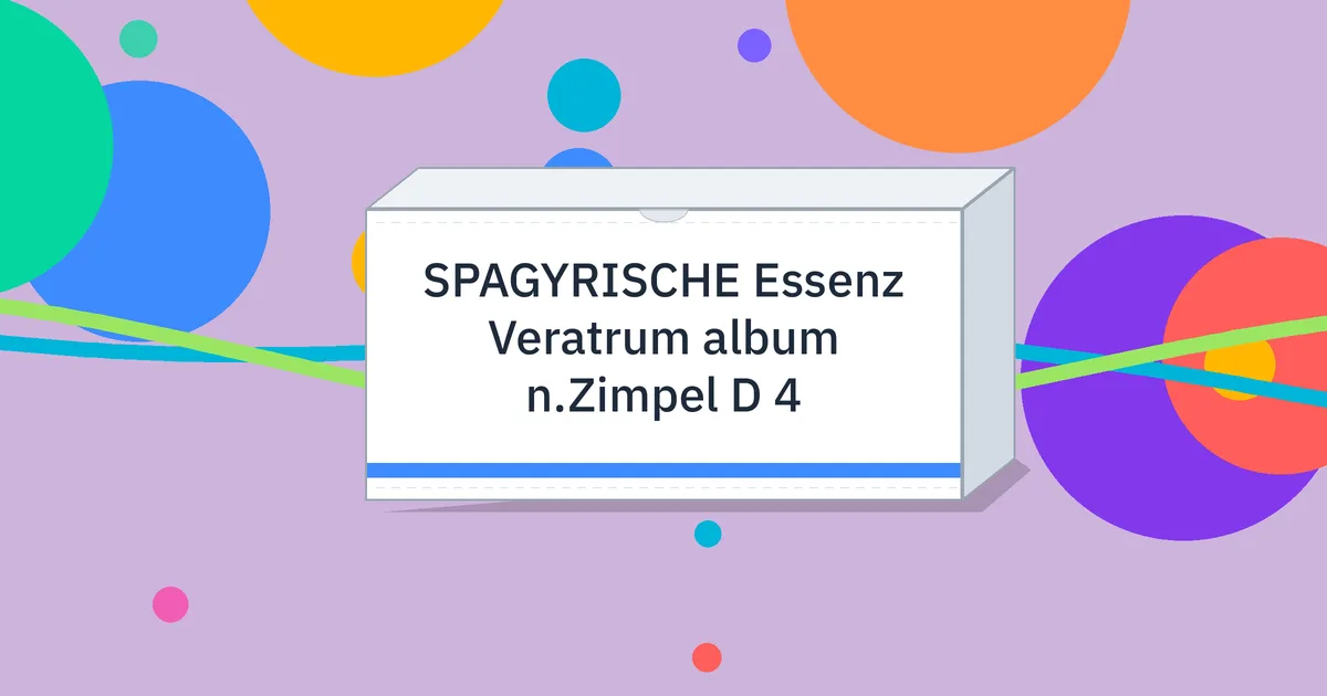Symbolbild: Packung mit der Aufschrift SPAGYRISCHE Essenz Veratrum album n.Zimpel D 4 (PZN 17510538) – Verfügbarkeit und Bezug in Apotheken in Frankfurt am Main