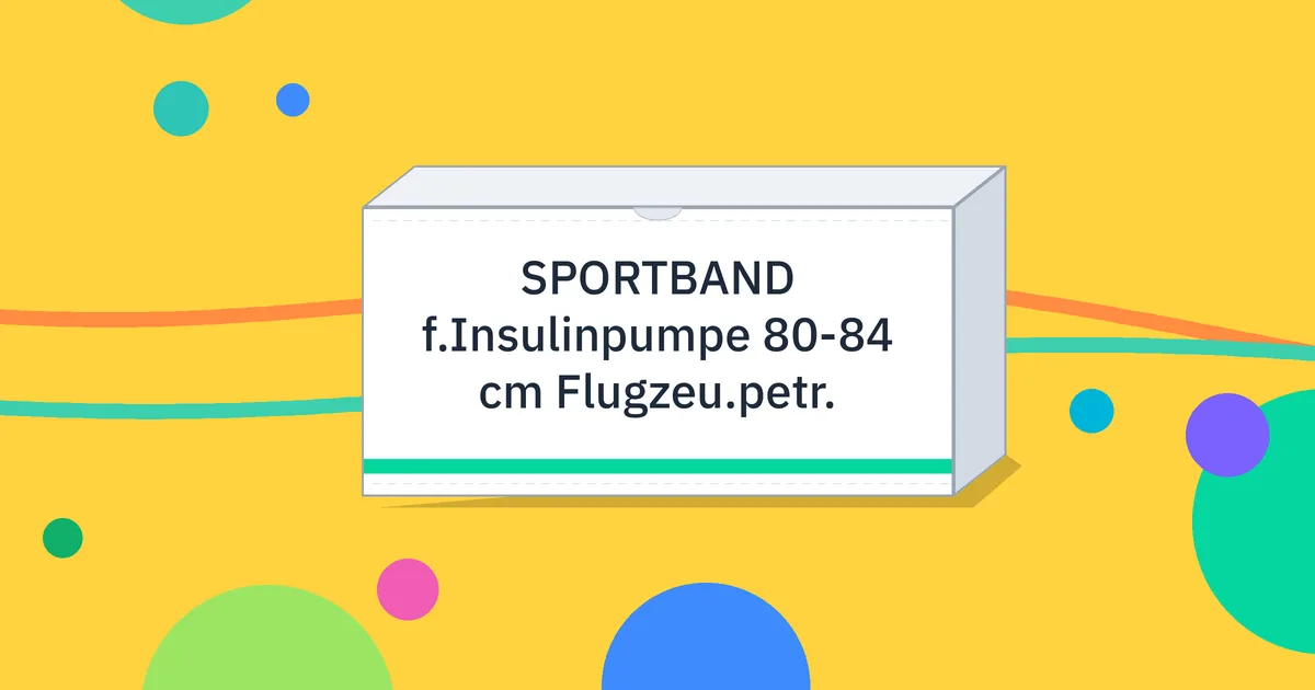 Symbolbild: Packung mit der Aufschrift SPORTBAND f.Insulinpumpe 80-84 cm Flugzeu.petr. (PZN 13916203) – Verfügbarkeit und Bezug in Apotheken in Frankfurt am Main