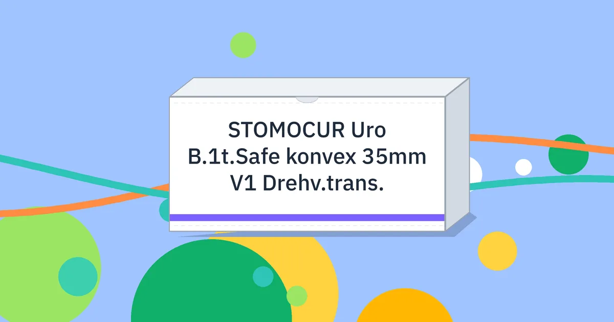 Symbolbild: Packung mit der Aufschrift STOMOCUR Uro B.1t.Safe konvex 35mm V1 Drehv.trans. (PZN 17552956) – Verfügbarkeit und Bezug in Apotheken in Frankfurt am Main
