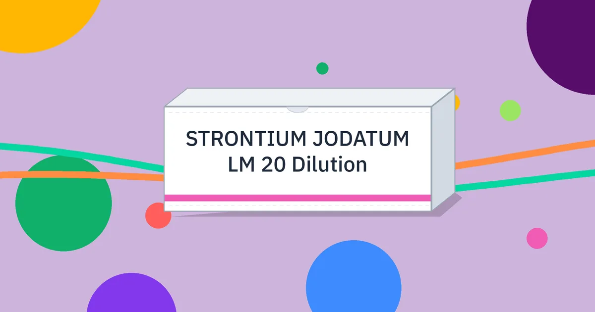 Symbolbild: Packung mit der Aufschrift STRONTIUM JODATUM LM 20 Dilution (PZN 13204052) – Verfügbarkeit und Bezug in Apotheken in Frankfurt am Main