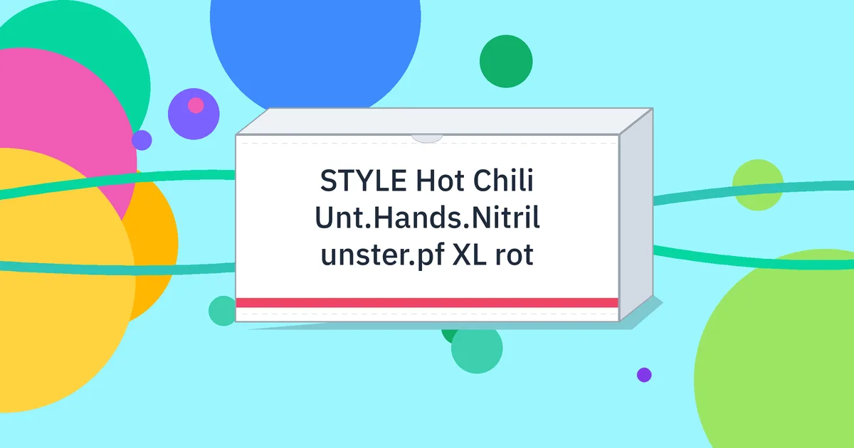 Symbolbild: Packung mit der Aufschrift STYLE Hot Chili Unt.Hands.Nitril unster.pf XL rot (PZN 14819732) – Verfügbarkeit und Bezug in Apotheken in Frankfurt am Main