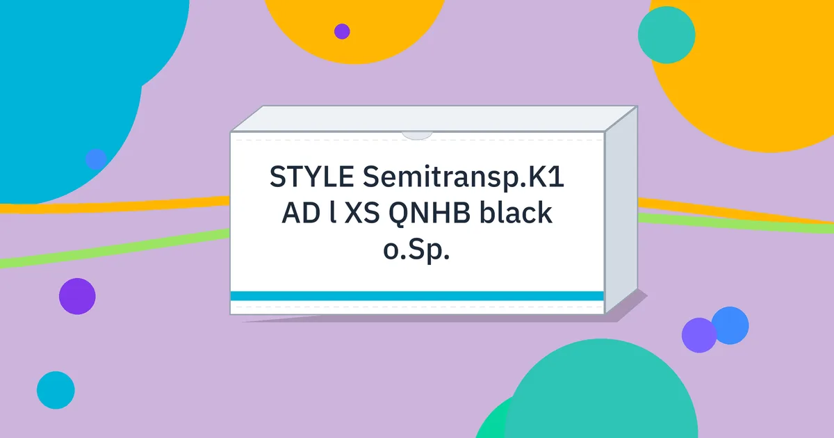 Symbolbild: Packung mit der Aufschrift STYLE Semitransp.K1 AD l XS QNHB black o.Sp. (PZN 18869017) – Verfügbarkeit und Bezug in Apotheken in Frankfurt am Main