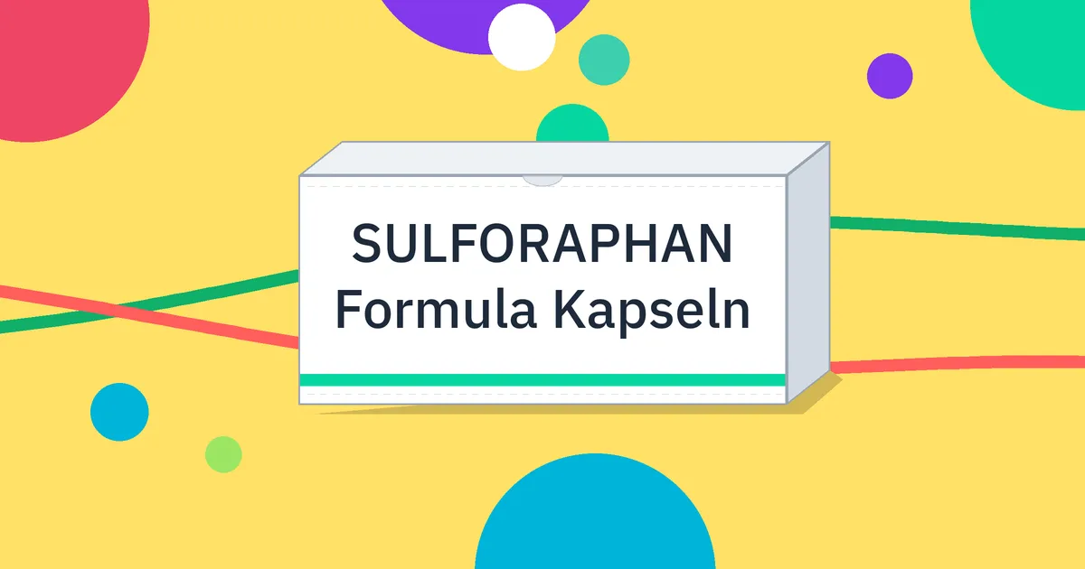Symbolbild: Packung mit der Aufschrift SULFORAPHAN Formula Kapseln (PZN 19108467) – Verfügbarkeit und Bezug in Apotheken in Frankfurt am Main