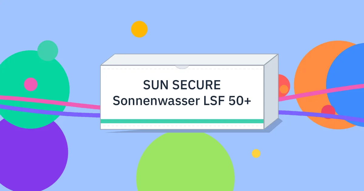 Symbolbild: Packung mit der Aufschrift SUN SECURE Sonnenwasser LSF 50+ (PZN 20788326) – Verfügbarkeit und Bezug in Apotheken in Frankfurt am Main