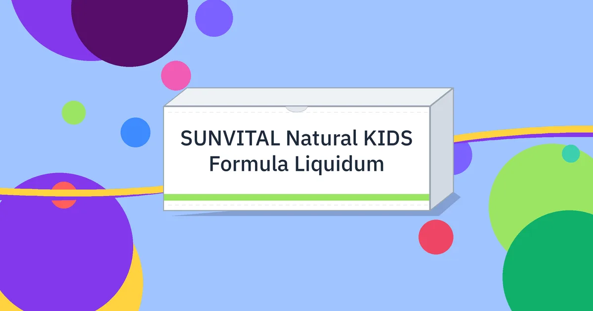 Symbolbild: Packung mit der Aufschrift SUNVITAL Natural KIDS Formula Liquidum (PZN 16683461) – Verfügbarkeit und Bezug in Apotheken in Frankfurt am Main