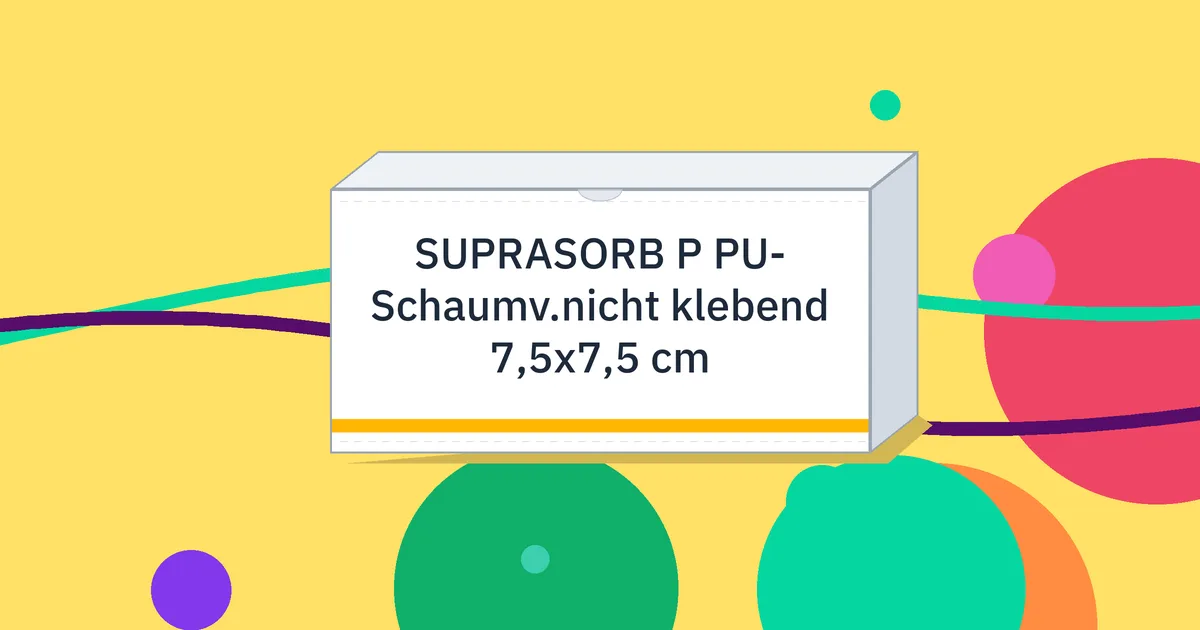 Symbolbild: Packung mit der Aufschrift SUPRASORB P PU-Schaumv.nicht klebend 7,5x7,5 cm (PZN 10973488) – Verfügbarkeit und Bezug in Apotheken in Frankfurt am Main