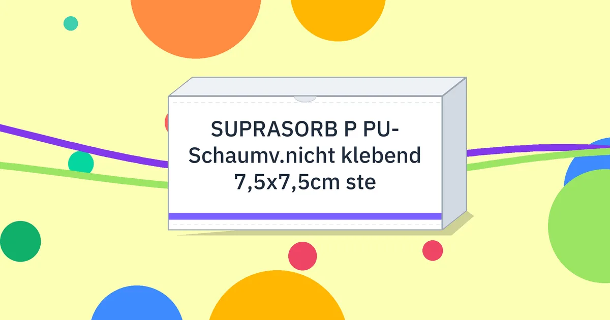 Symbolbild: Packung mit der Aufschrift SUPRASORB P PU-Schaumv.nicht klebend 7,5x7,5cm ste (PZN 20544647) – Verfügbarkeit und Bezug in Apotheken in Frankfurt am Main