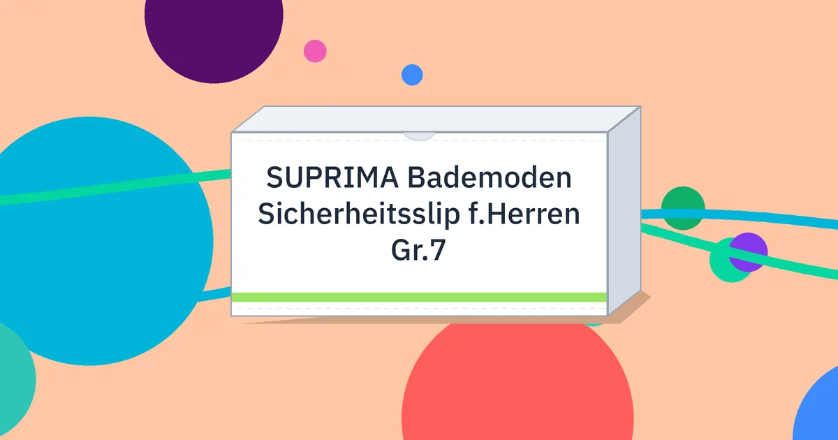 Symbolbild: Packung mit der Aufschrift SUPRIMA Bademoden Sicherheitsslip f.Herren Gr.7 (PZN 09222417) – Verfügbarkeit und Bezug in Apotheken in Frankfurt am Main