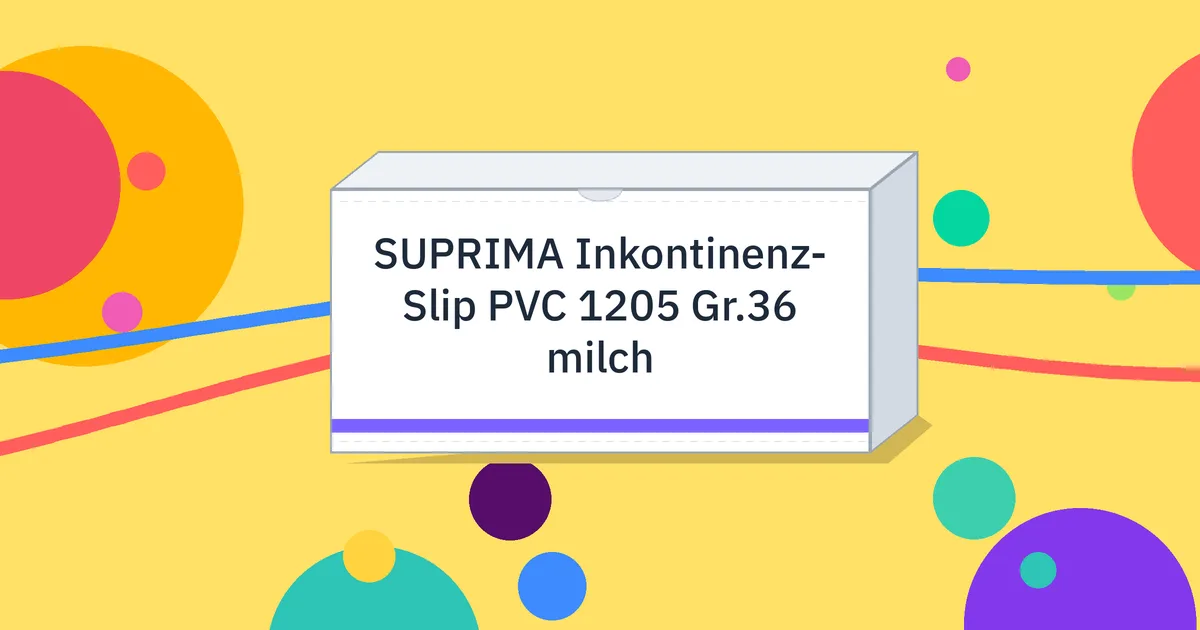 Symbolbild: Packung mit der Aufschrift SUPRIMA Inkontinenz-Slip PVC 1205 Gr.36 milch (PZN 03921367) – Verfügbarkeit und Bezug in Apotheken in Frankfurt am Main