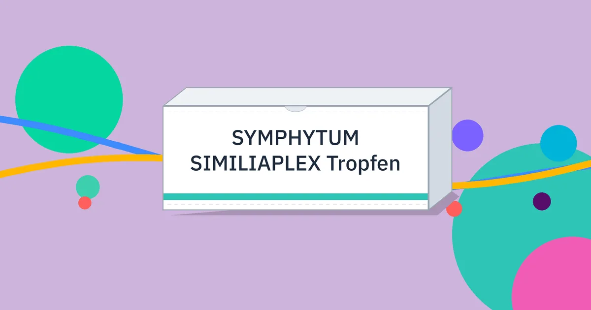 Symbolbild: Packung mit der Aufschrift SYMPHYTUM SIMILIAPLEX Tropfen (PZN 02525876) – Verfügbarkeit und Bezug in Apotheken in Frankfurt am Main