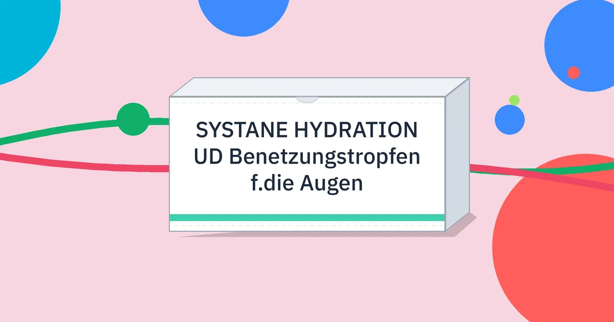 Symbolbild: Packung mit der Aufschrift SYSTANE HYDRATION UD Benetzungstropfen f.die Augen (PZN 11088222) – Verfügbarkeit und Bezug in Apotheken in Frankfurt am Main